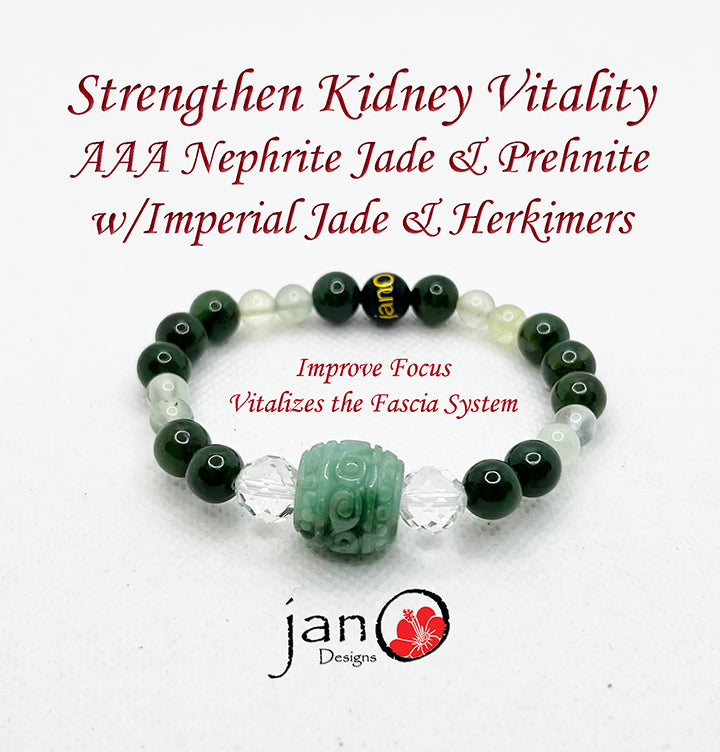 Strengthen Kidney Vitality w/AAA Nephrite Jade and Prehnite w/Herkimer ...